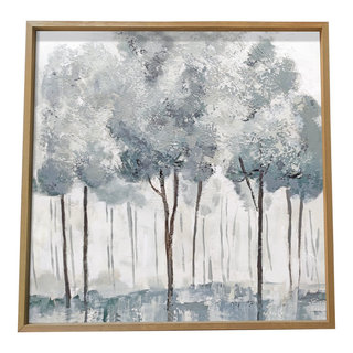 Modern All Over Blue Gray Forrest Canvas Wall Art - Contemporary ...