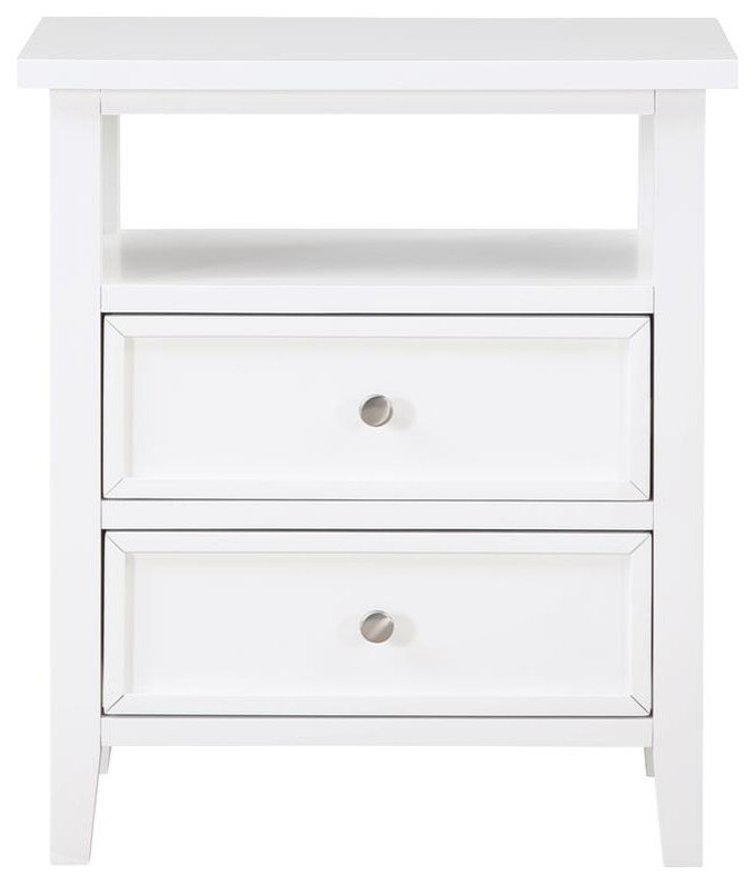 Walker White 2 Drawer Nightstand - Contemporary - Nightstands And ...