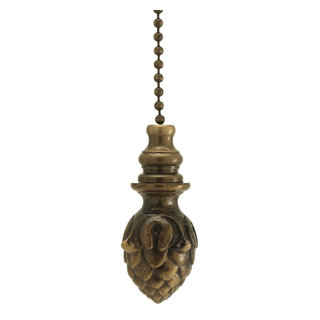 Antique Metal Pinecone Ceiling Fan Pull, 1.5"h with 12" Antiqued Brass ...