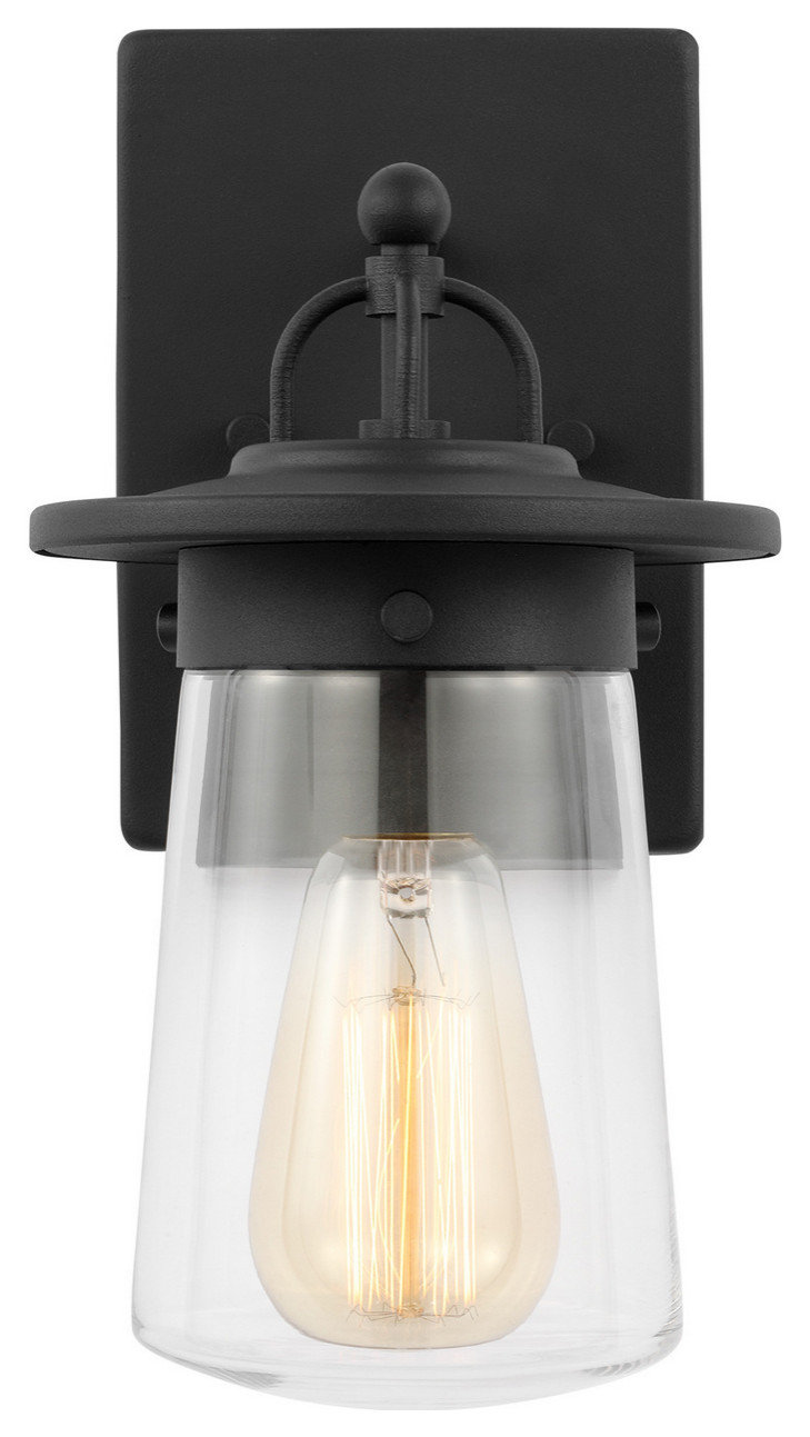 Tybee 1-Light Outdoor Wall Lantern, Black - Transitional - Outdoor Wall ...