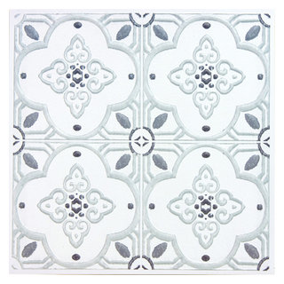 Clover Blue Embossed Peel & Stick Backsplash Tiles, Panel ...