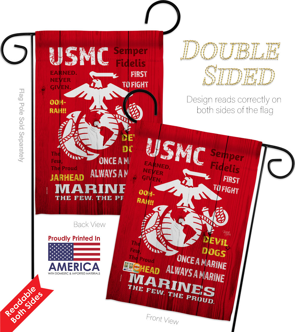 USMC Americana Military Garden Flag Set, 13" X 18.5" X 0.1" - Modern ...