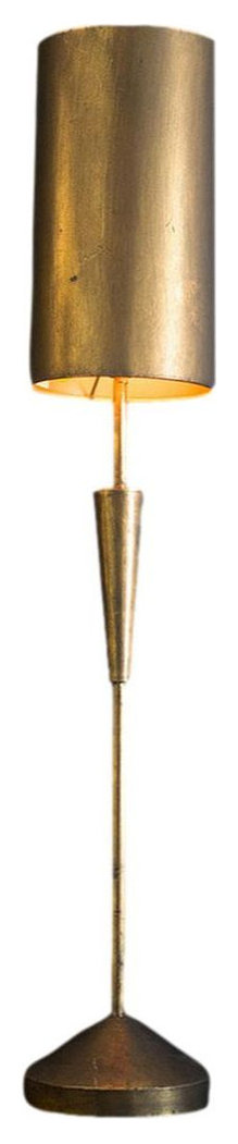 Slim Distressed Gold Tall Metal Shade Table Lamp 40 in Round Buffet ...