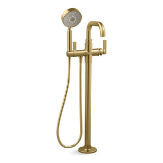 Castia by Studio McGee Floor Mounted Tub Filler, Built-In Diverter ...