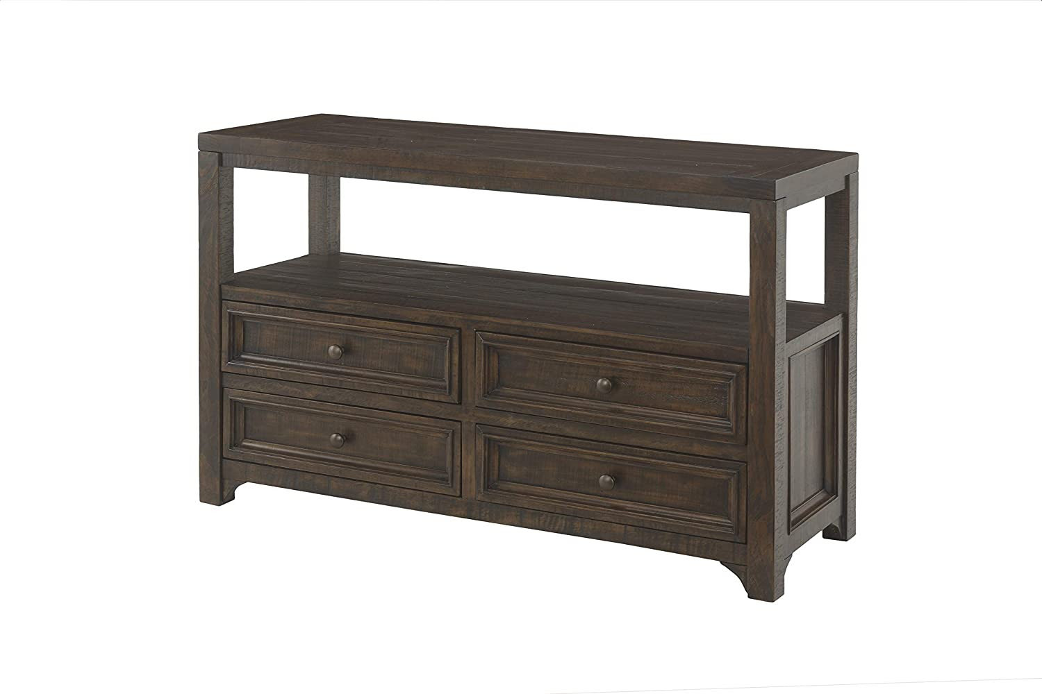 Traditional Console Table, Pine Wood Construction With 4 Drawers, Dark ...
