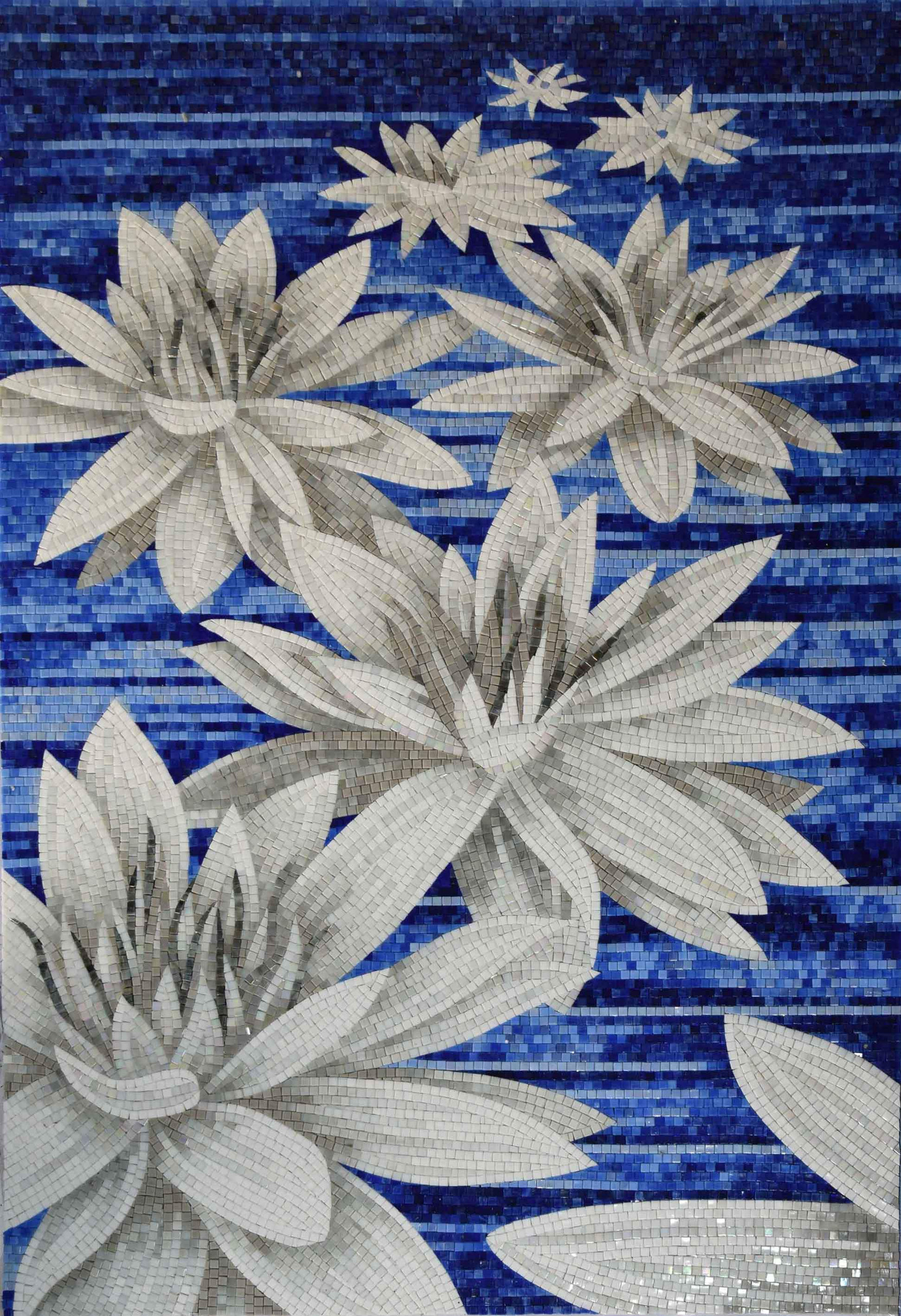 Floating Water Lilies - Flower Mosaic, 80" x 120" - Contemporary - Tile ...