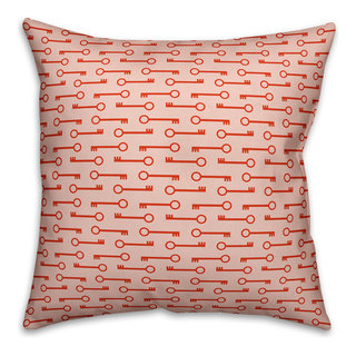 Red Keys Pattern Outdoor Throw Pillow, 18"x18" - Contemporary - Outdoor ...