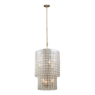 Roxy 2 Tier Foyer in Oxidized Gold Leaf - Beach Style - Pendant ...