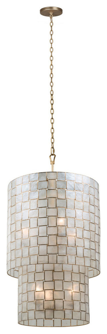 Roxy 2 Tier Foyer in Oxidized Gold Leaf - Beach Style - Pendant ...