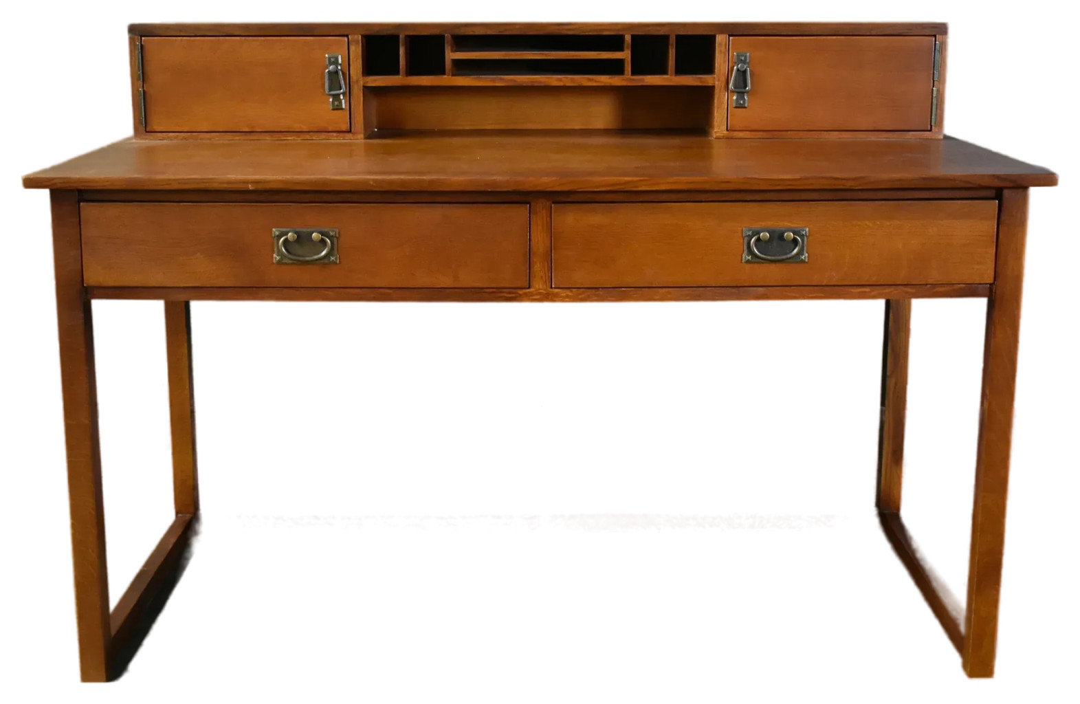 Mission Style Oak Library Table with Hutch - Craftsman - Desks And ...