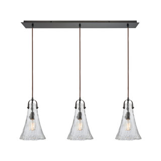 Hand Formed Glass 3-Light Linear Multi-Pendant Fixture - Transitional ...