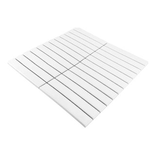 Gio White Glossy 1" X 6" Stacked Linear Porcelain Mosaic Tile, 1 Full ...