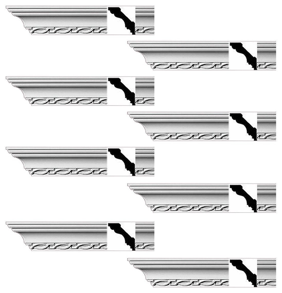 Ornate Cornice White Urethane Pembroke Design 8 Pieces Totaling 752 ...