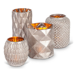 Set of 4, Pattern Cut Champagne Glass Vases, Various Sizes ...