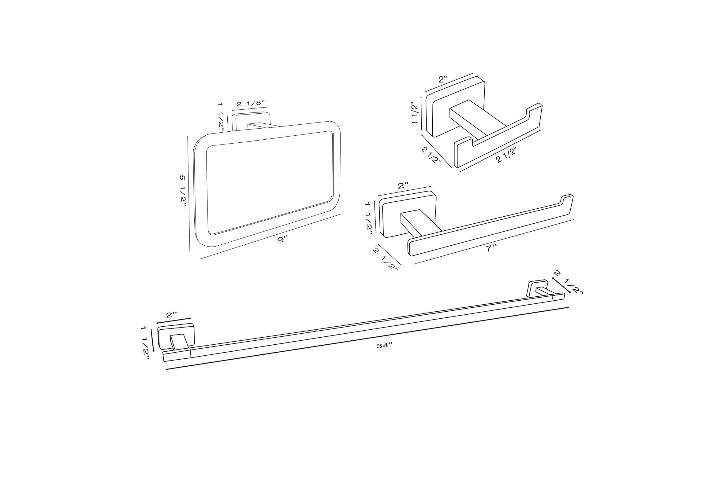 Chicago Series Chrome Bathroom 4 Piece Accessory Set (34 ...