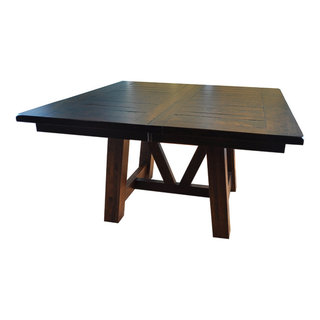 Hawthorne Rustic Cherry Square Extendable Dining Table, 60x60 4 Leaves ...