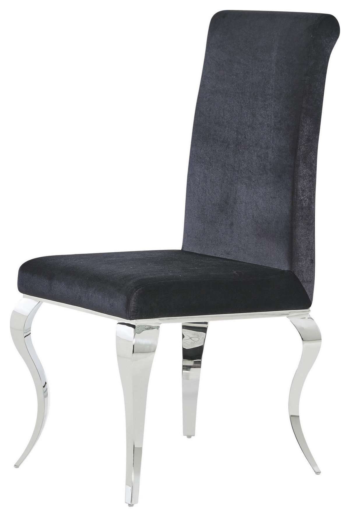 HomeRoots Set of 2 Black Dining Chairs With Silver Tone Legs ...