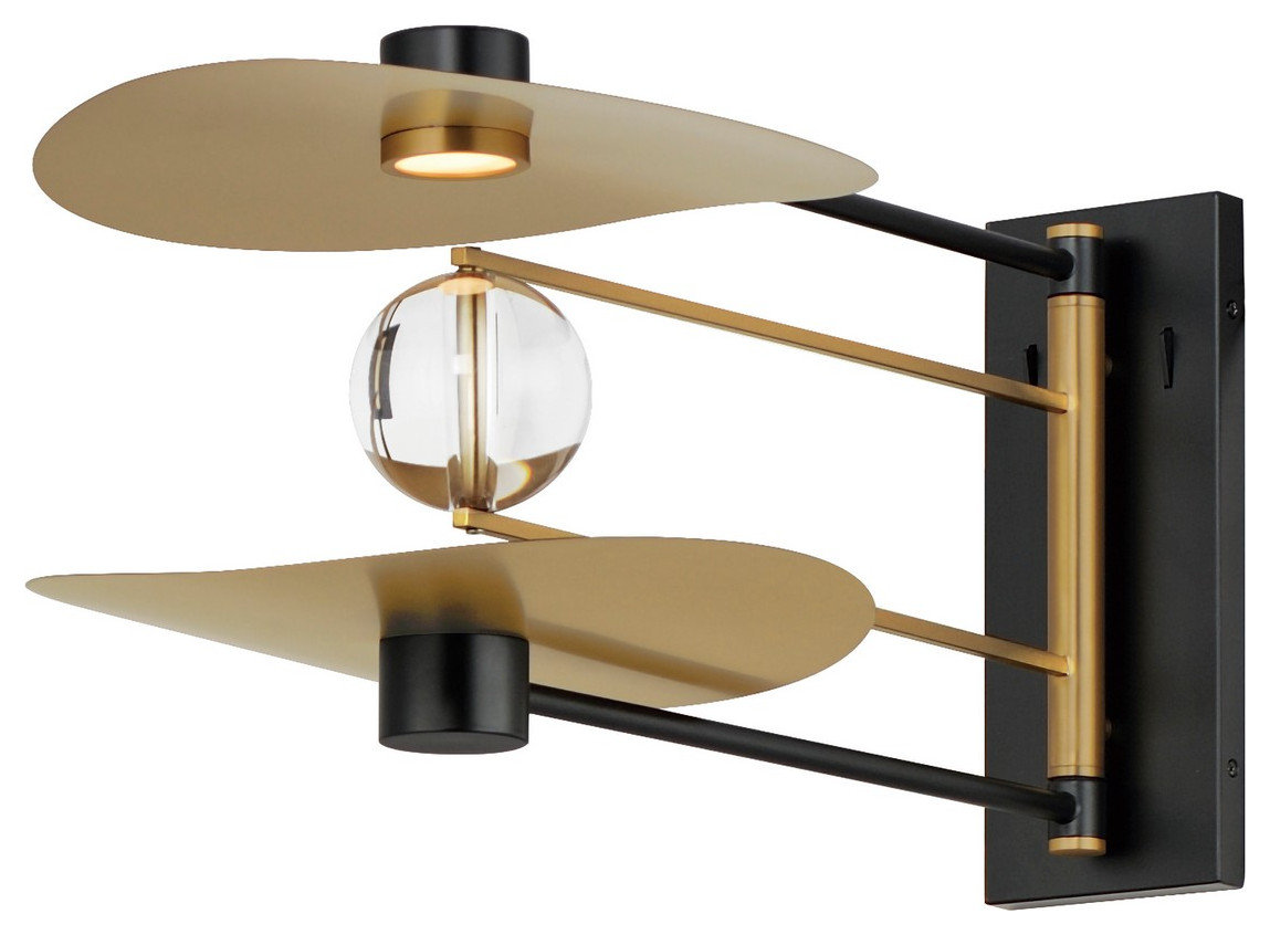 Pearl LED Wall Sconce, Black / Natural Aged Brass - Contemporary - Wall ...