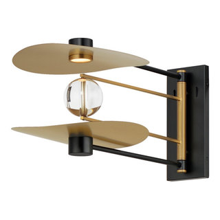 Pearl LED Wall Sconce, Black / Natural Aged Brass - Contemporary - Wall ...