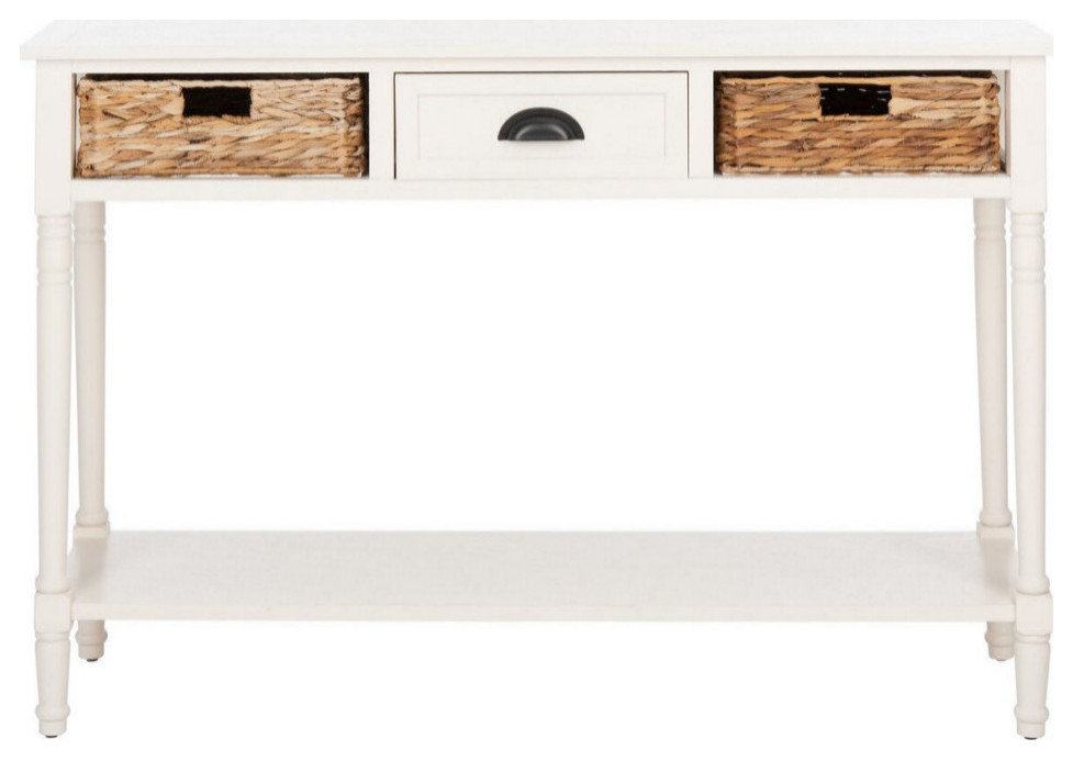 Marissa Console Table With Storage Distressed White - Traditional ...