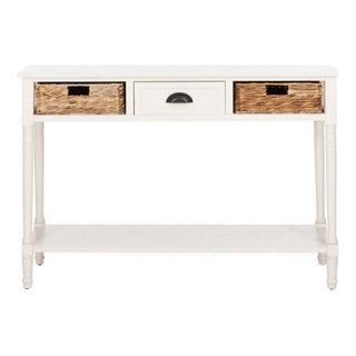 Marissa Console Table With Storage Distressed White - Traditional ...