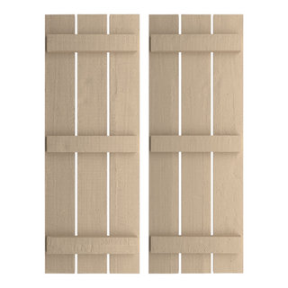 Rustic 3 Board Spaced B-N-B Faux Wood Shutters, 17.5x60" - Rustic ...