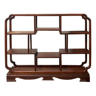 Chinese Light Brown Rectangular Table Top Layers Curio Display Stand ...