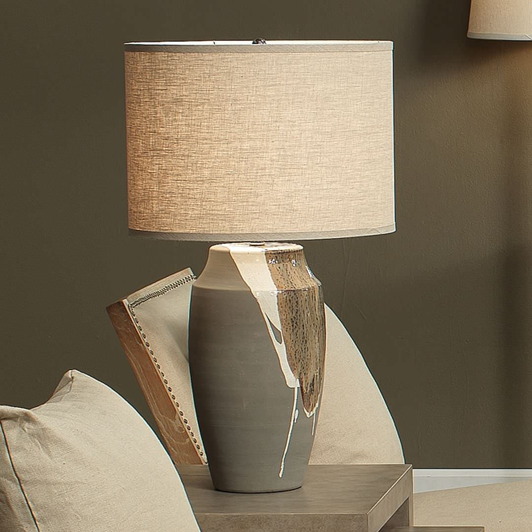 Modern Rustic Drip Glaze Earth Tones Table Lamp 32 in Ceramic Gray ...