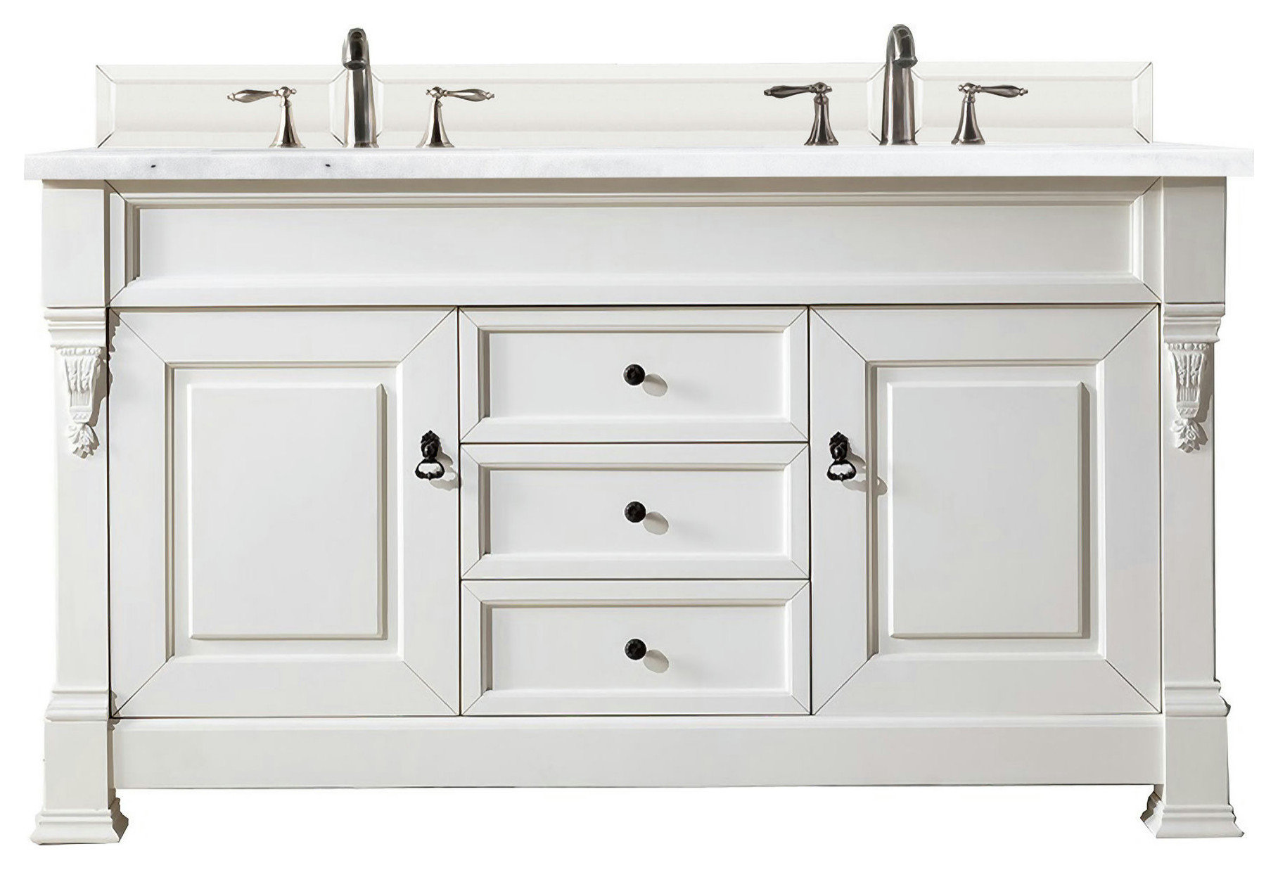 Brookfield 60" Double Vanity, Bright White, 3 Cm Arctic Fall Solid ...