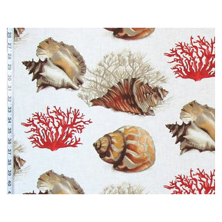 Tropical Red Coral Fabric Conch Seashell, Standard Cut - Beach Style ...