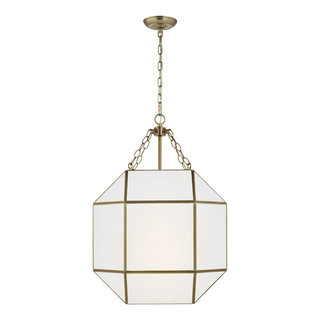 Morrison Three Light Lantern in Satin Brass - Transitional - Pendant ...