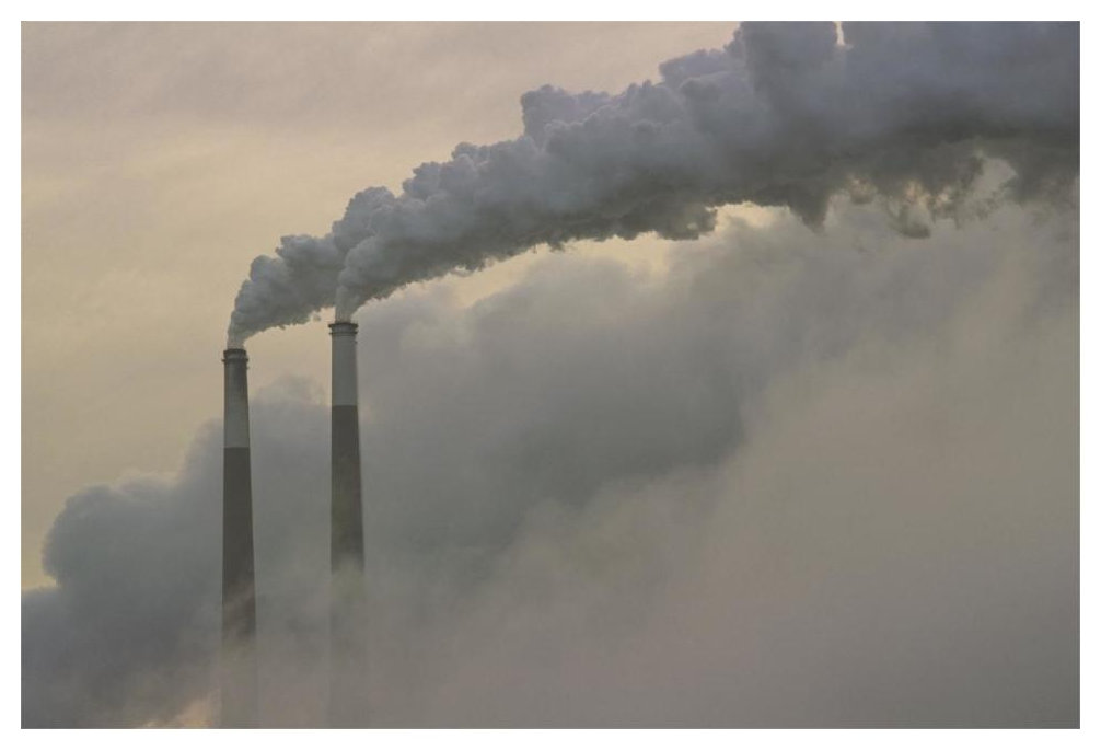 "Gas Effluence Pouring out of Smoke Stacks at Nuclear Power Plant" Wall ...