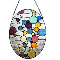 Chloe Lighting Bubbles Geometric-Style Stained Glass Window Panel 20 ...