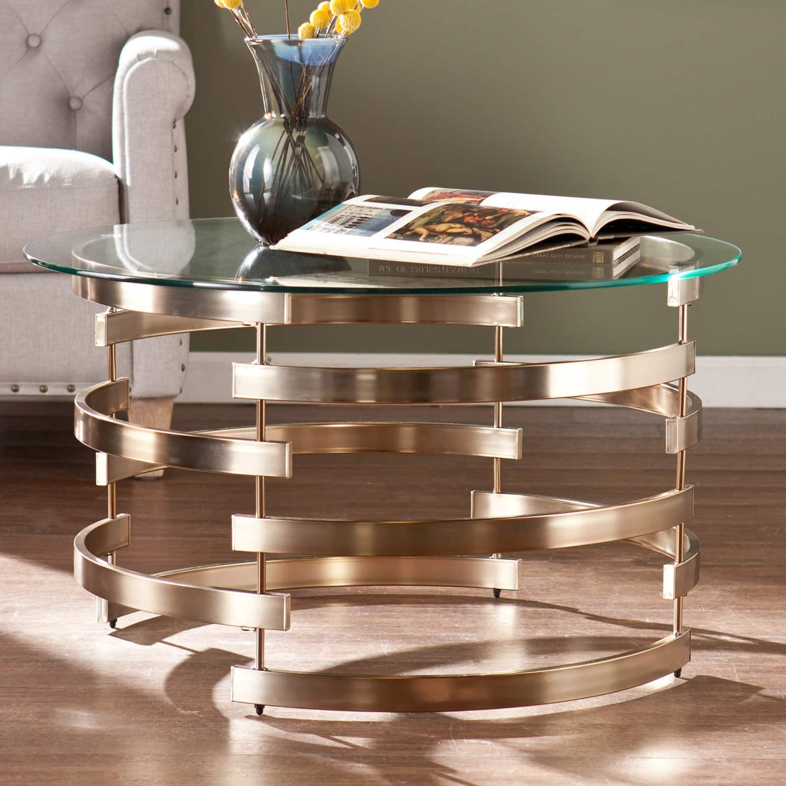 Champagne Cocktail Table with Cylindrical Interlocking Base and Glass ...