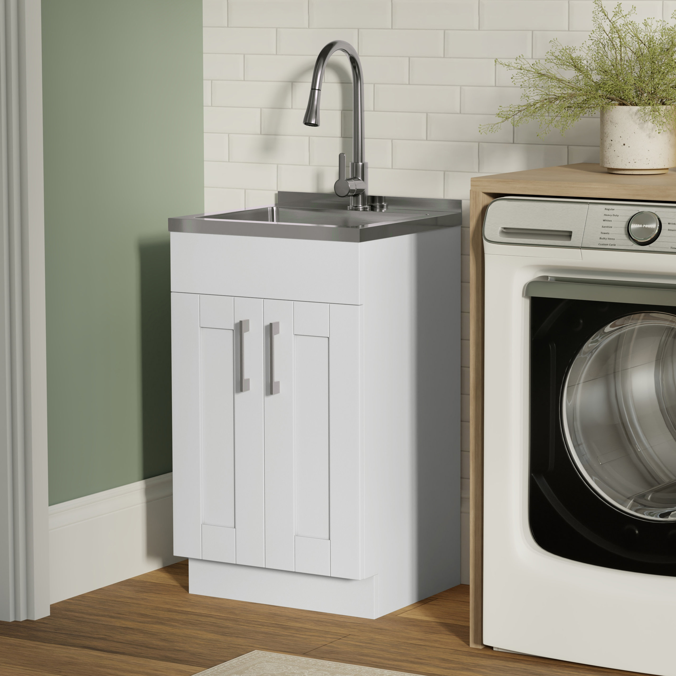 Modern Wide Shaker All-In-One 20" Laundry Utility Sink and Cabinet ...
