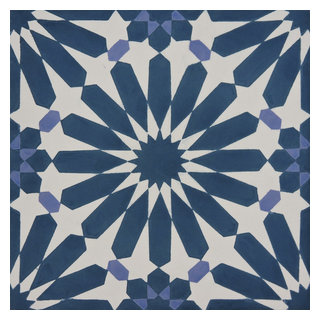 8"x8" Alhambra Handmade Cement Tile, Navy Blue/Purple, Set of 12 ...