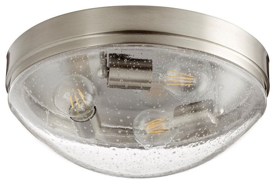 Quorum 3 Light Ceiling Mount, Satin Nickel/Clear Seeded - Transitional ...