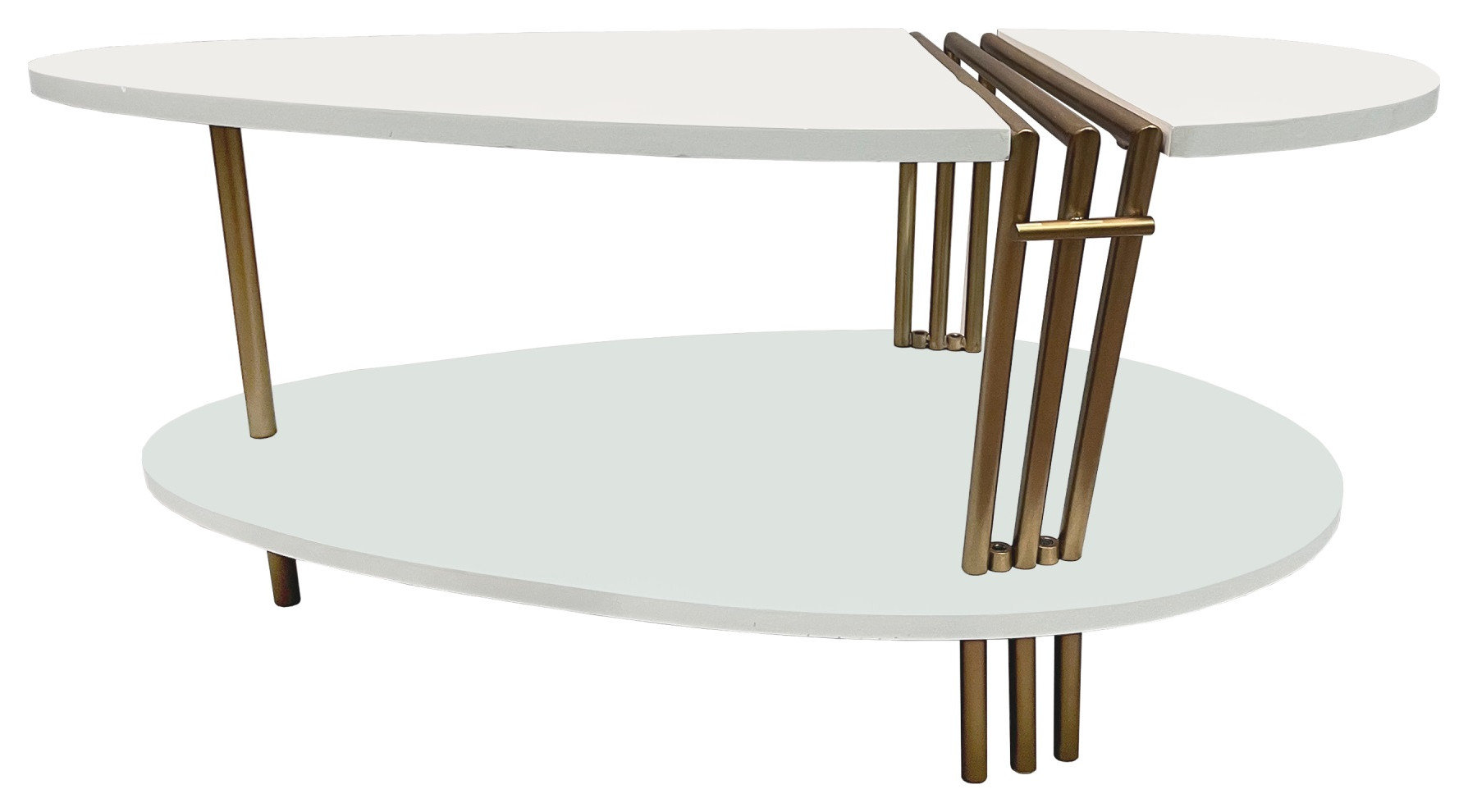 36" Modern Coffee Table, Oval Elliptical Shape, White Mango Wood ...