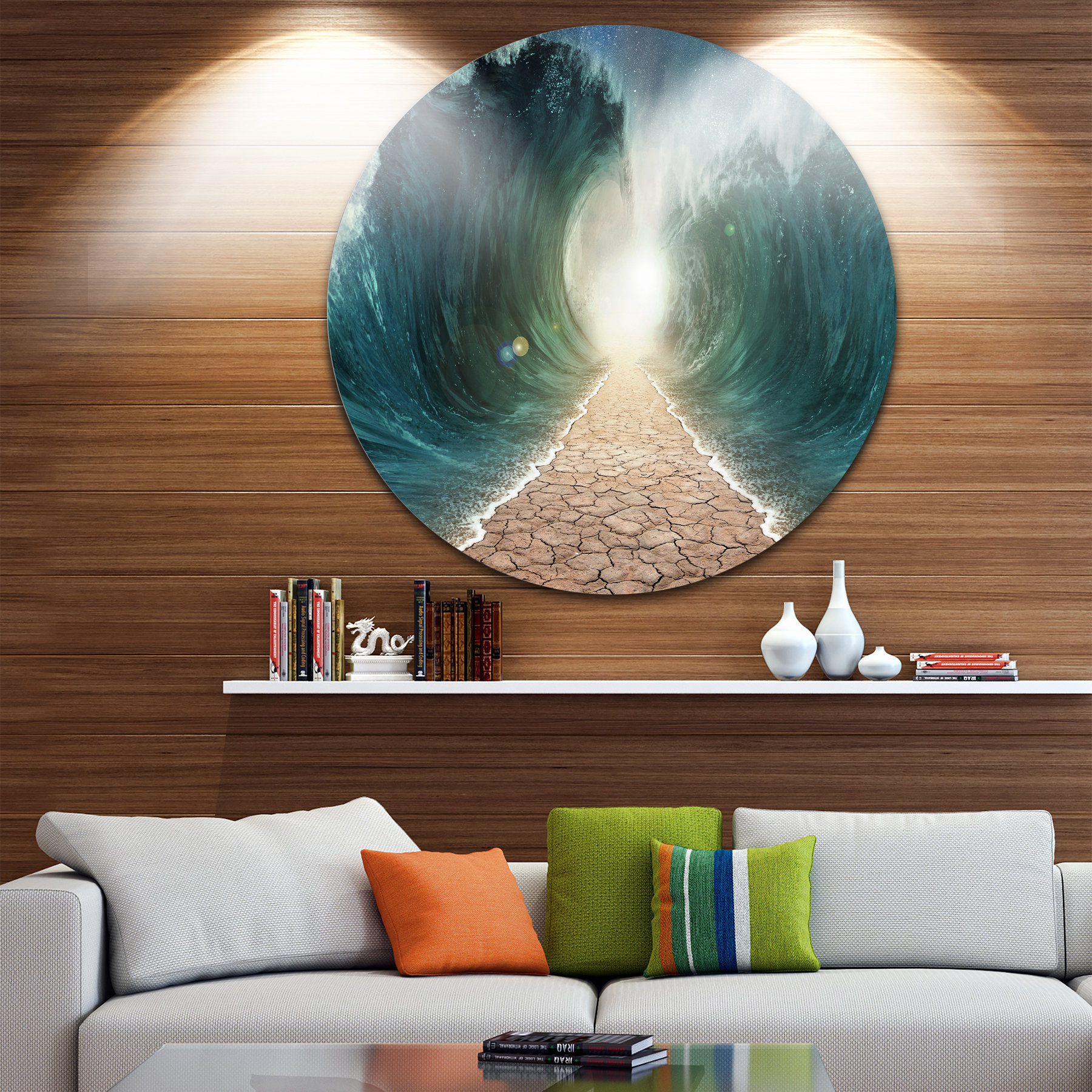 Pathway Through The Parted Seas, Seashore Large Disc Metal Artwork ...