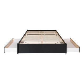 Prepac Select King 4-Post Platform Bed with 2 Drawers in Black ...