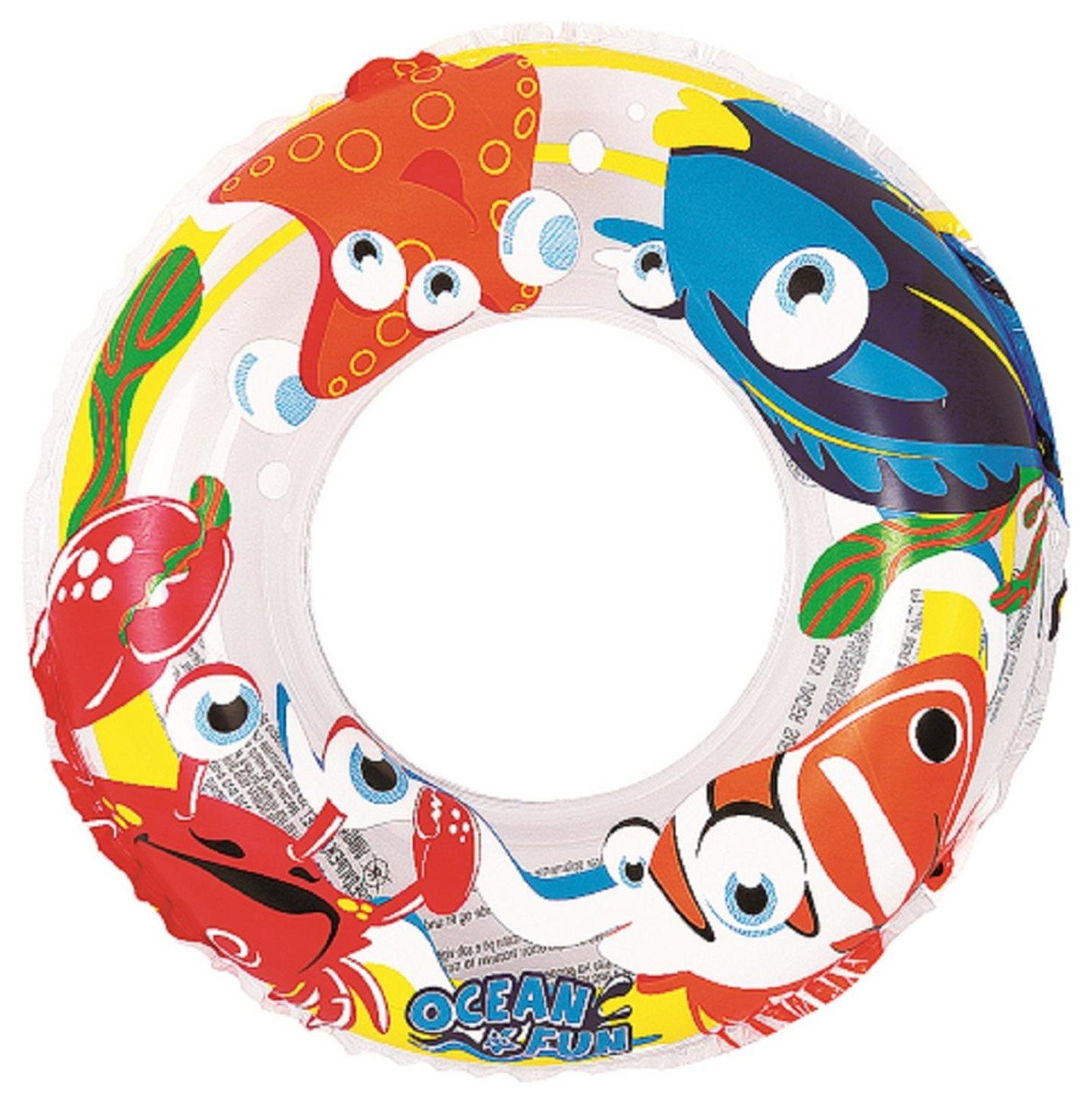 20" Clear Ocean Fun Children's Inflatable Swimming Pool Inner Tube Ring ...