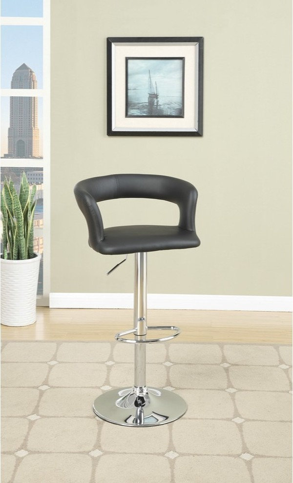 Benzara BM166615 Faux Leather Seat Metal Base Bar Stool Black/Silver ...