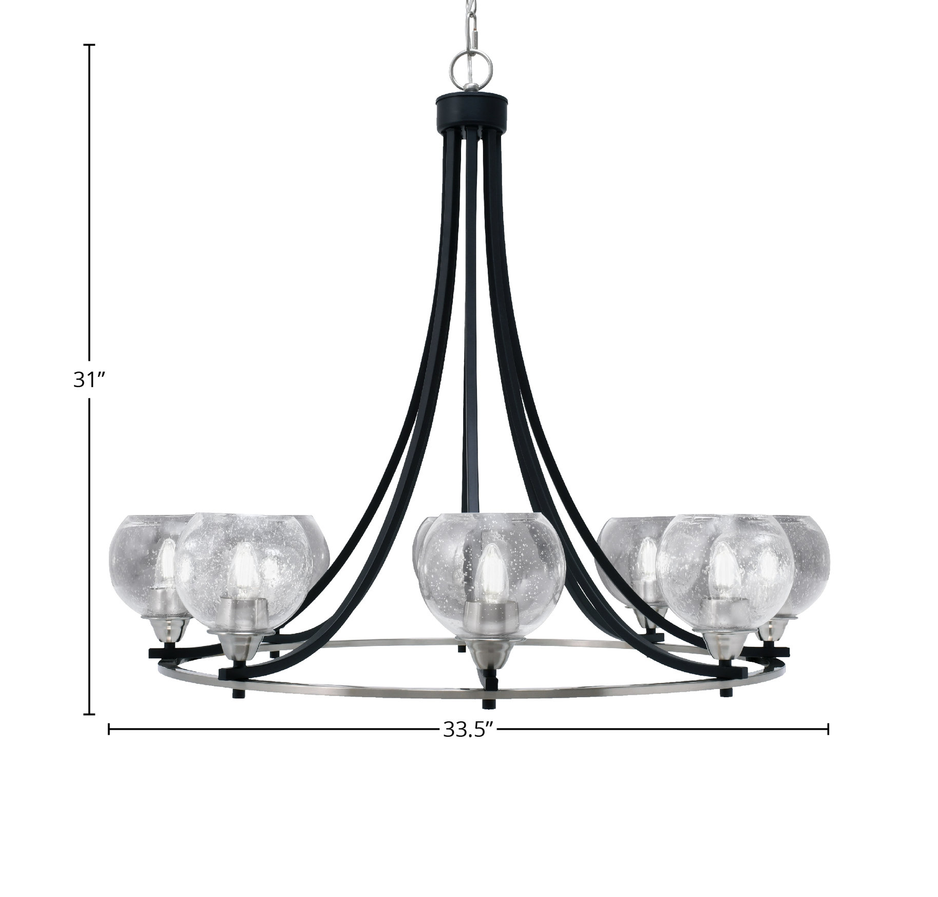 Paramount 8-Light Chandelier, Matte Black & Brushed Nickel, 6" Clear ...