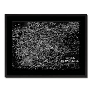 Prussia Germany Vintage Monochrome Map Canvas, 28"x37" - Contemporary ...