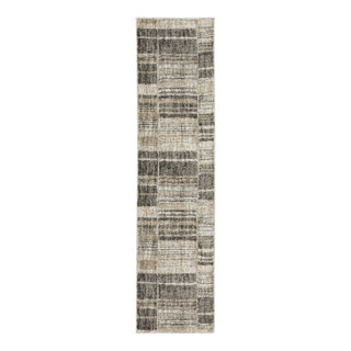 Cambria 055X2 Tan/Charcoal Rug, Runner 1'10"x7'6" - Contemporary - Hall ...