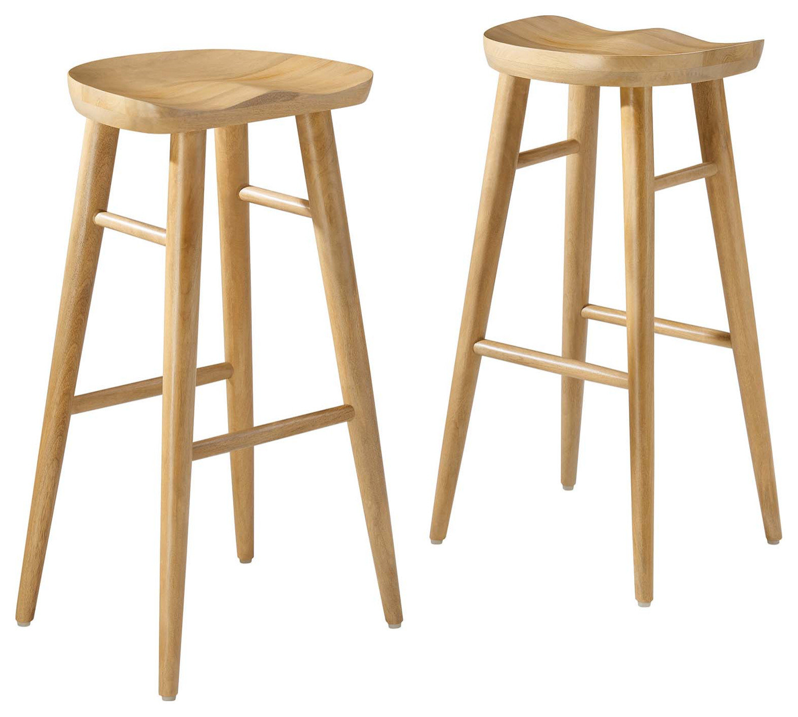 Saville Backless Wood Bar Stools - Set of 2 - Midcentury - Bar Stools ...