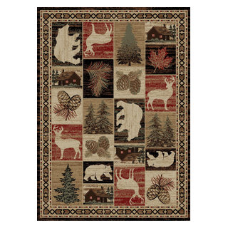 Hearthside Hillside Bluff Multi Lodge Area Rug, 7'10"x9'10" - Rustic ...