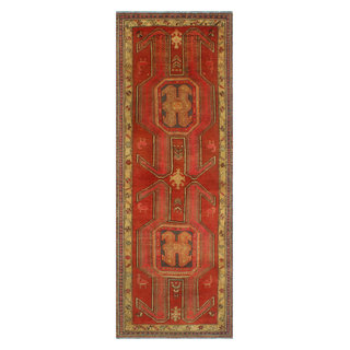 Fine Vintage Distressed Toby Rust/Charcoal Runner, 3'6 x 9'10, 3'6 x 9 ...