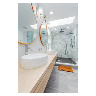 Organic Elegance: Rift Cut Oak Floating Vanity Bathroom Renovation ...