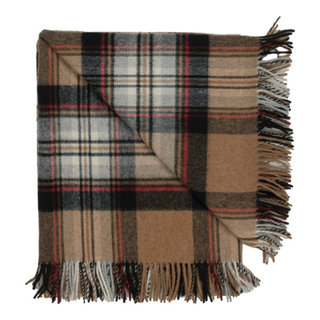 Prince of Scots Highland Tartan Tweed Merino Wool Throw, Camel Stewart ...